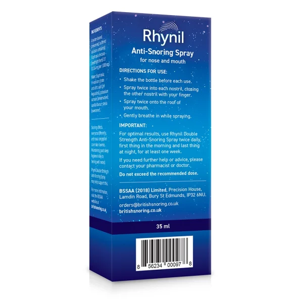 Rhynil Double Strength Anti-Snoring Spray | Vanilla Flavour 35ml